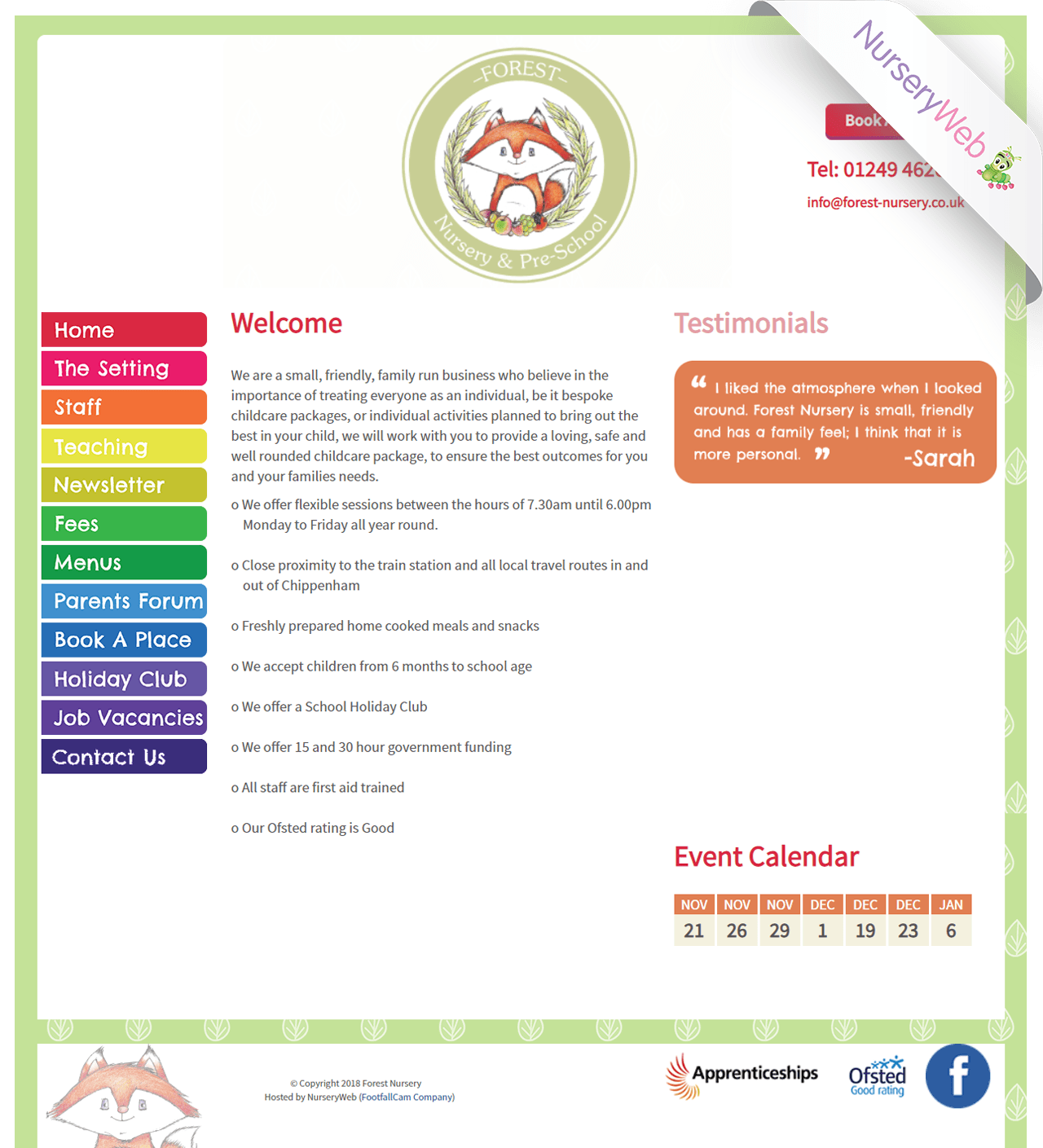 Sample Portfolio of Nurseries Website Design | NurseryWeb